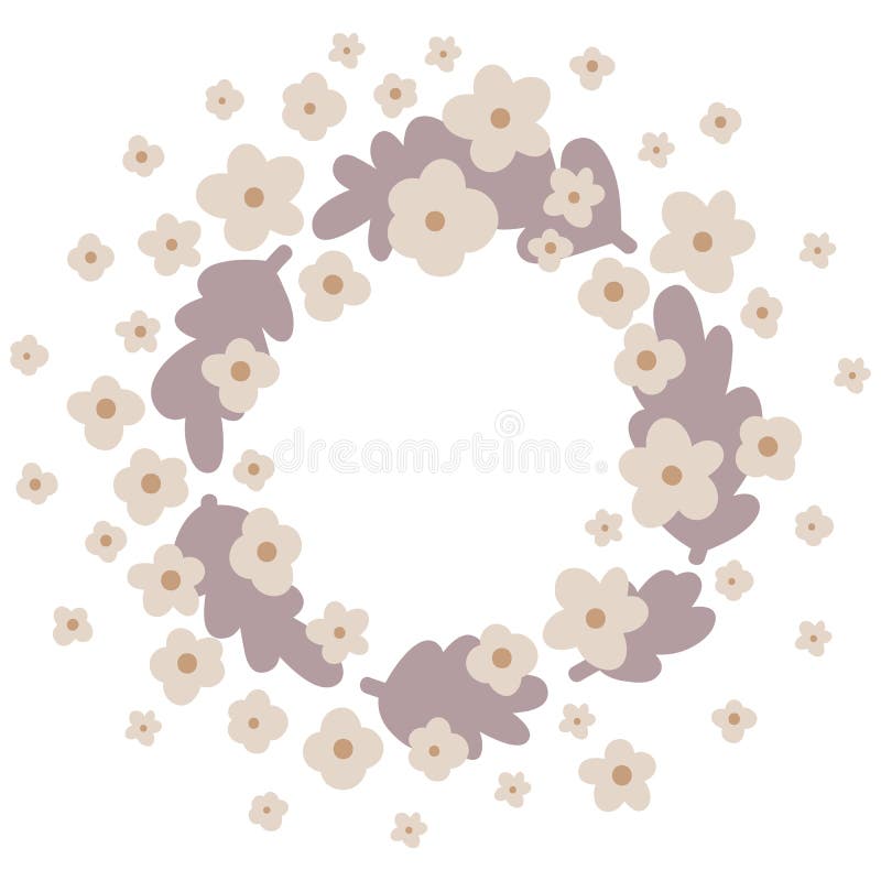 Round Beige Spring Floral Borders Vector Wreath Stock Illustration ...