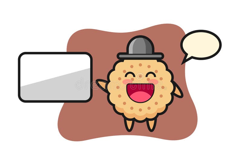 Round Biscuits Cartoon Illustration Doing a Presentation Stock ...