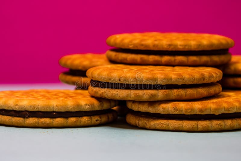 Round Biscuits with Chocolate Cream, Sandwich Biscuits with Chocolate ...