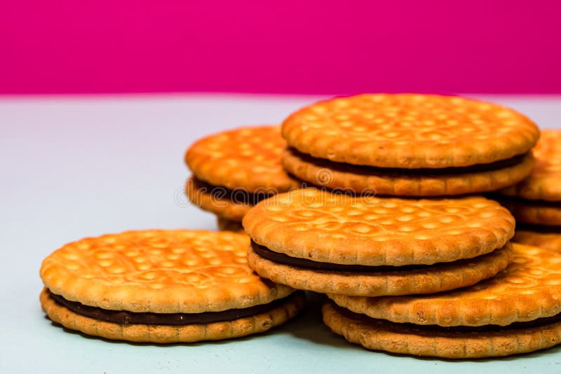 Round Biscuits with Chocolate Cream, Sandwich Biscuits with Chocolate ...