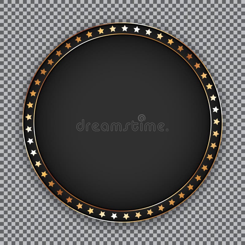 Round Black Banner with Golden Frame and Golden Stars Frame on ...