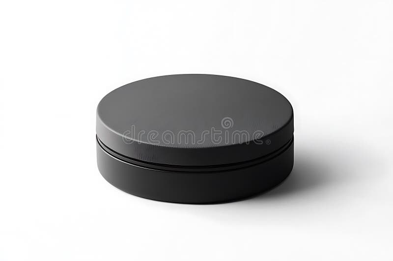 Round Black Container with Lid, Dark Matte Finish Isolated on White ...