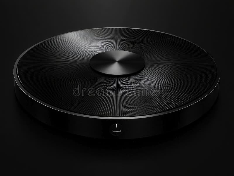 Circular Black Device, Ribbed Texture, Minimalist Design, Studio ...