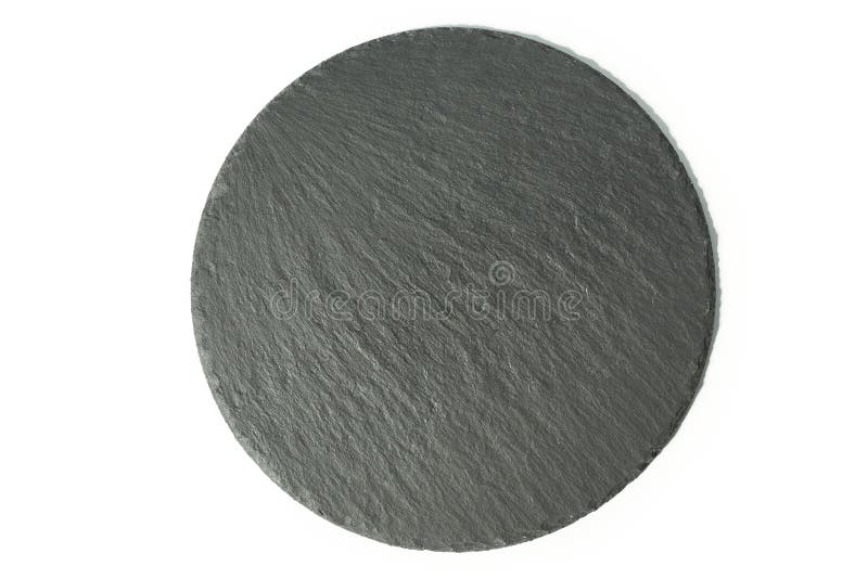 Round Black Empty Slate Board Isolated on White Background. Flat Lay ...