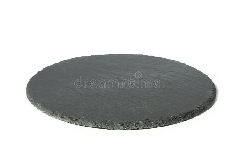 Round Black Empty Slate Board Isolated on White Background. Side View ...