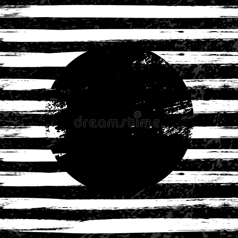 Round Black Frame Vector Illustration. Grunge Circle on Striped White ...
