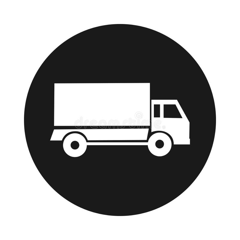 Round Black Icon. Courier Service. Delivery Truck Stock Vector ...