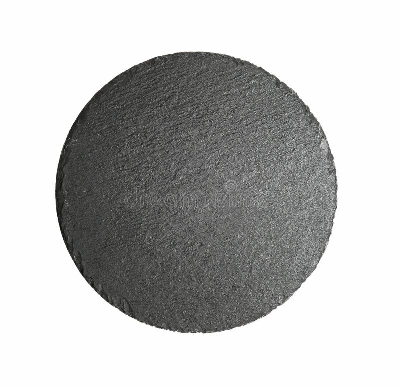 Round Black Slate Dish Plate Isolated on White Top View Stock Image ...