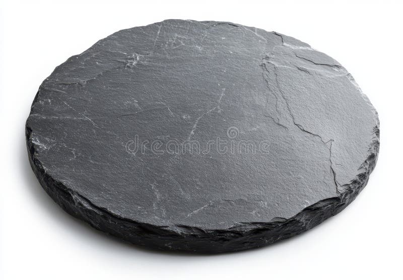 Round Black Slate Serving Plate on White Background Stock Illustration ...
