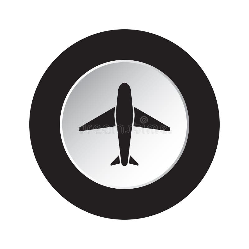 Round Black and White Button - Airplane Icon Stock Vector ...
