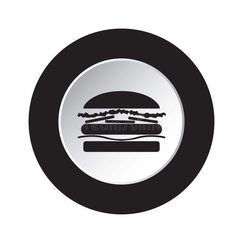 Round Black and White Button - Hamburger Icon Stock Vector ...