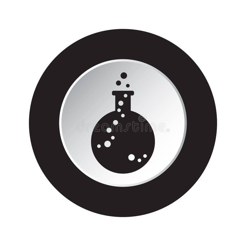 Round Black, White Button Icon - Flask with a Drop Stock Vector ...