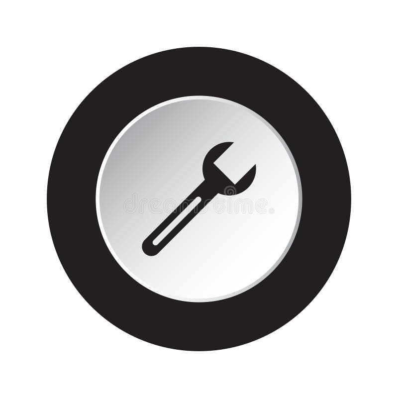 Round Black and White Button - Spanner Icon Stock Vector - Illustration ...