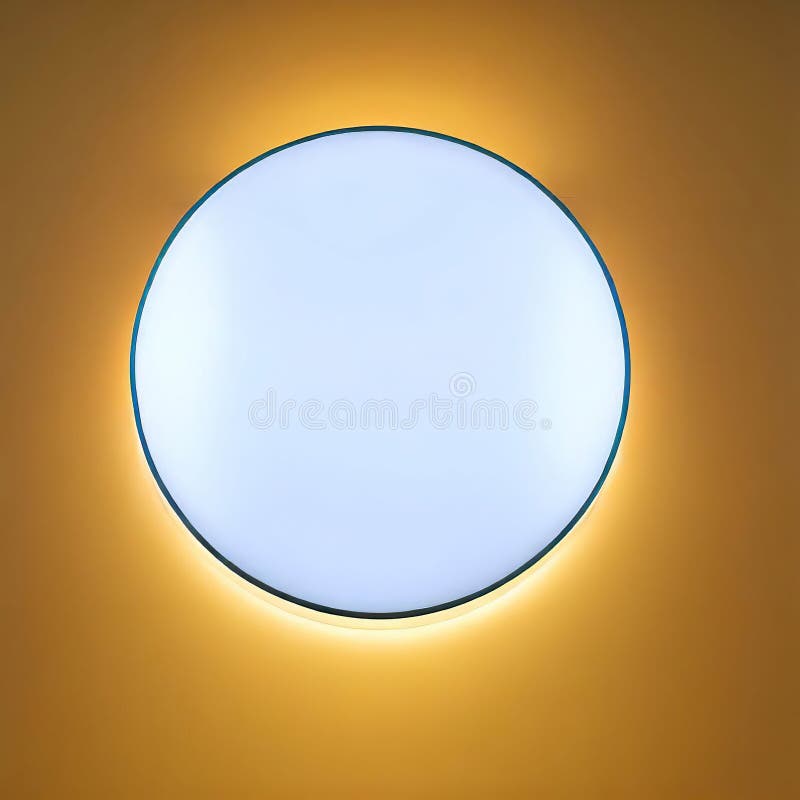 A Round Blank Light Box on the Yellow Wall with Generative AI Stock ...