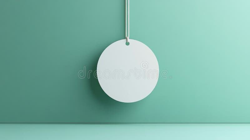 Round Blank Tag on a Teal Background. Stock Photo - Image of space ...