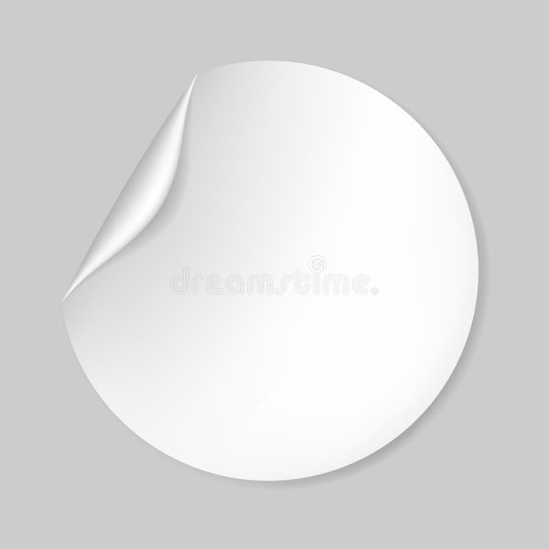 Round Blank White Paper Sticker with Peeled Off Corner Vector Mockup ...
