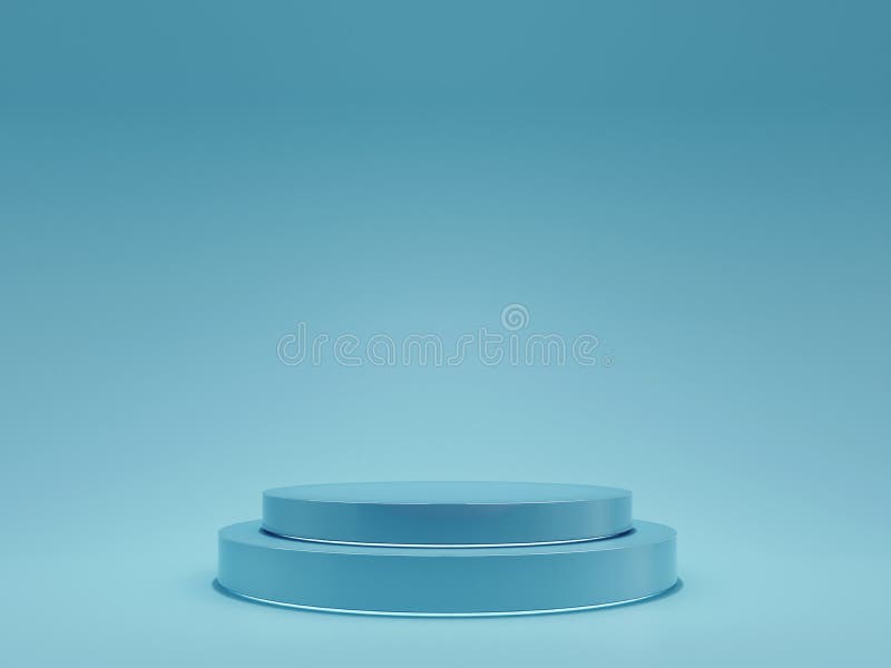 Round Blue Empty Stage with Mock Up Space on Blue Background Stock ...