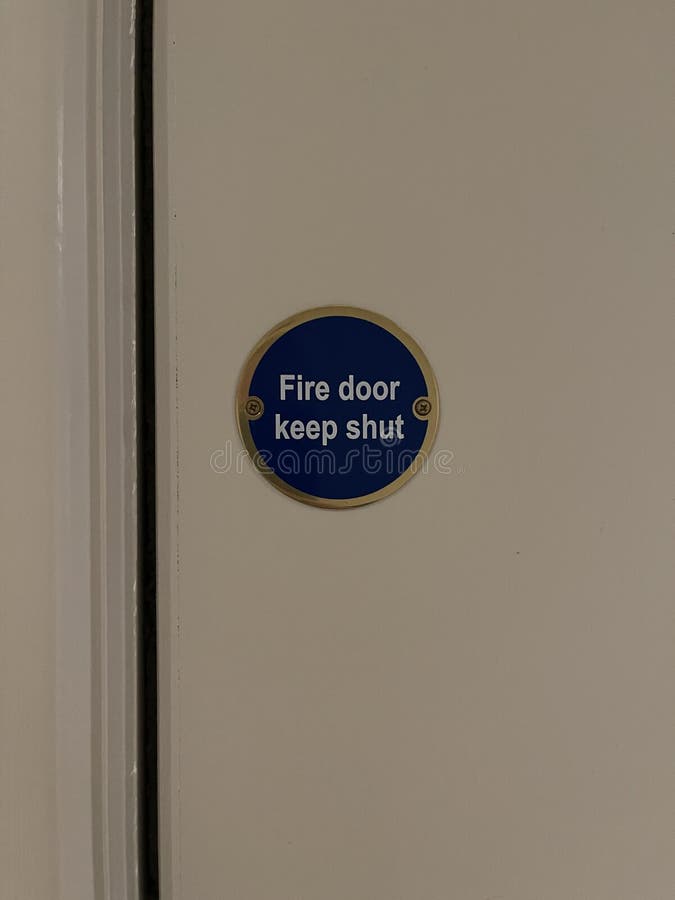 Round blue fire door sign stock photo. Image of mandatory - 268128454