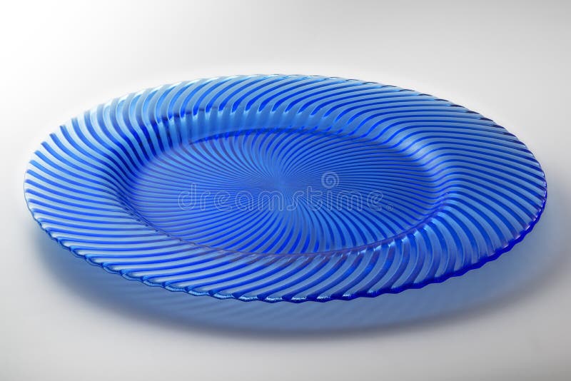 Round Blue Flat Plate in Transparent Crystal Stock Photo - Image of ...