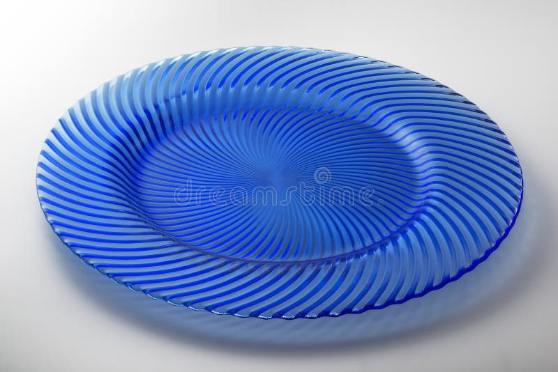 Round Blue Flat Plate in Transparent Crystal Stock Image - Image of ...
