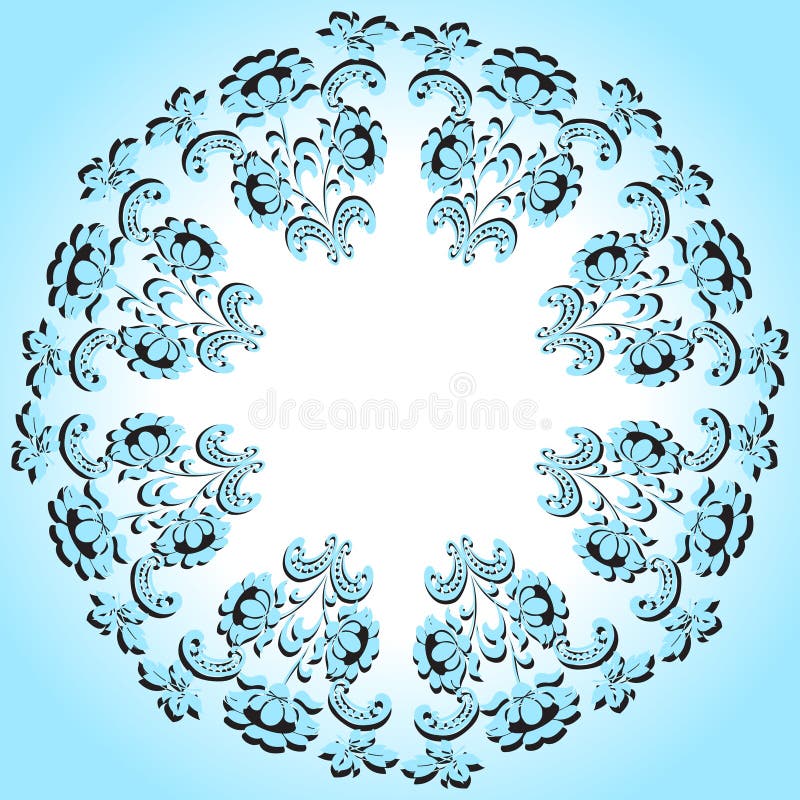 Round blue floral frame stock vector. Illustration of decor - 22413868