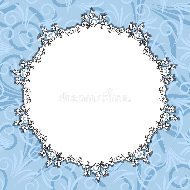 Round blue floral frame stock vector. Illustration of decoration - 24360712