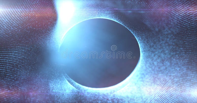 Round Blue Frame from Energy Magical Glowing Particles and Lines ...