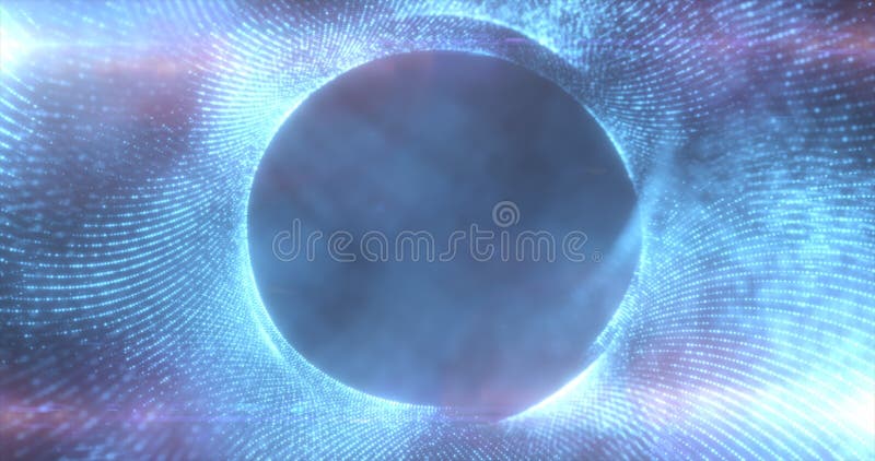 Round Blue Frame from Magical Glowing Particles and Light Lines ...