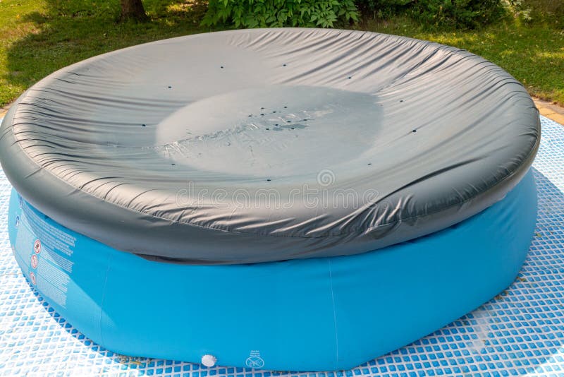 A Round, Blue, Garden Pool for Children. Stock Image - Image of blue ...