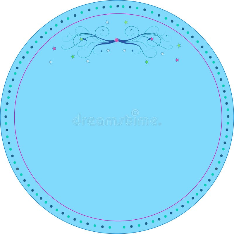 Round Blue Graphic with Dotted Border in Green and Blue Dots. Stock ...