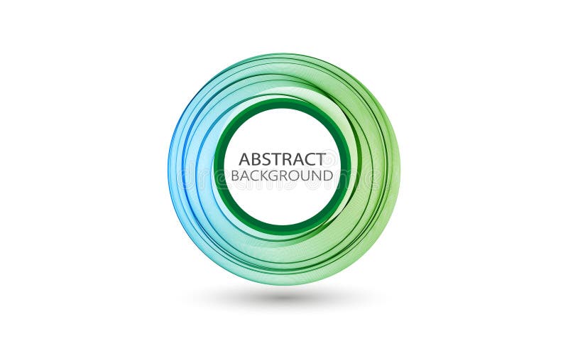 Round Blue Green Frame, Transparent Circular Wave with Shadow on White ...