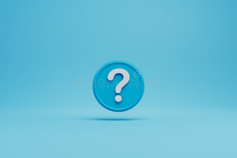 A Round Blue Icon with a White Question Mark on a Blue Background. 3D ...