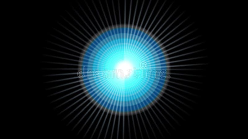 Round Blue Light with Rays on a Black Background Stock Footage - Video ...