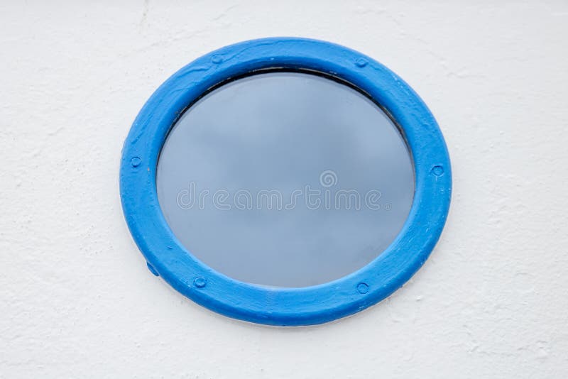Round blue painted window stock photo. Image of window - 33470572