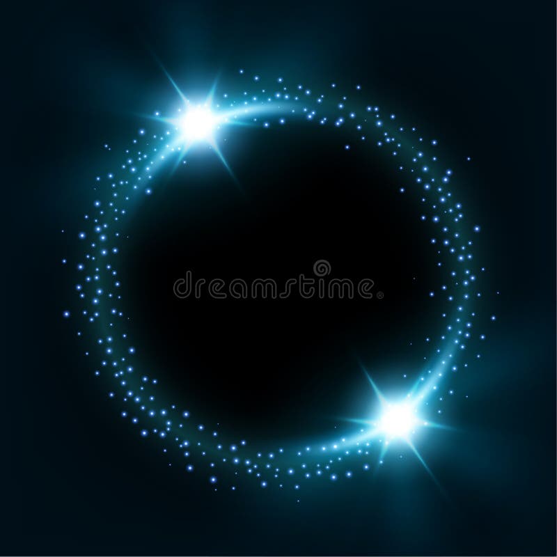 Round Blue Shiny Frame with Light Bursts Stock Vector - Illustration of ...