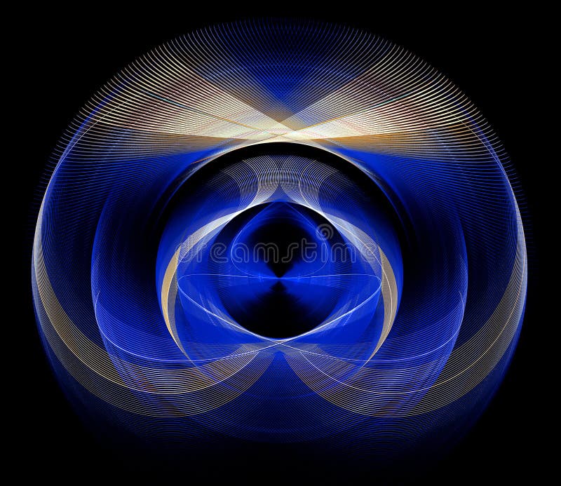 Round Blue Striped Symmetrical Pattern with Light Inserts. Abstract ...