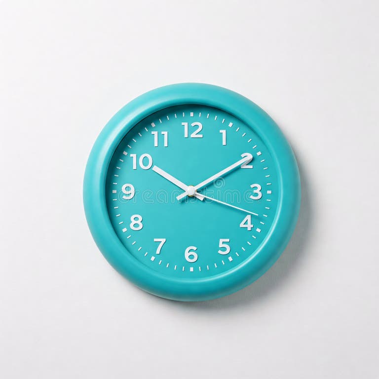 Blue Wall Clock Isolated on White Background. 3d Rendering Illustration ...