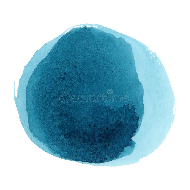 Round Blue Watercolor Frame, Circle Shape Form Isolated on White ...