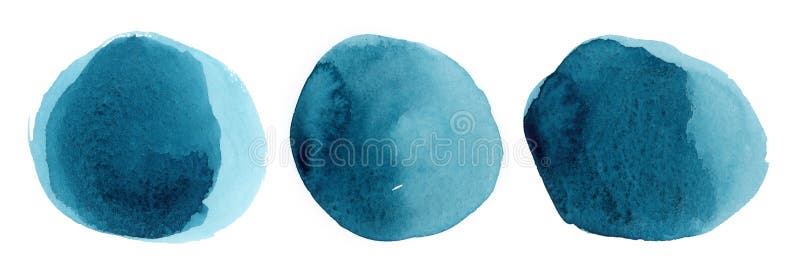 Round Blue Watercolor Frames Set, Circle Shape Form Isolated on White ...
