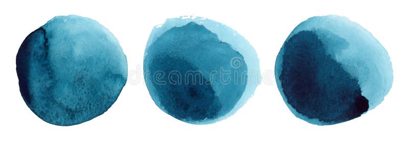 Round Blue Watercolor Frames Set, Circle Shape Form Isolated on White ...