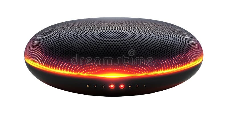 Round Bluetooth Speaker with Glowing Lights Isolated on Transparent ...