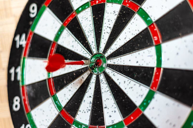 Dart for Playing Darts Hitting Exactly Center Target Stock Photo ...
