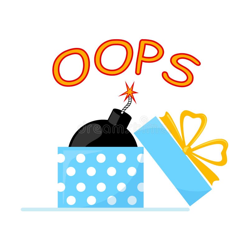 Round Bomb with Fire in Gift Box, Present Isolated on White Background ...