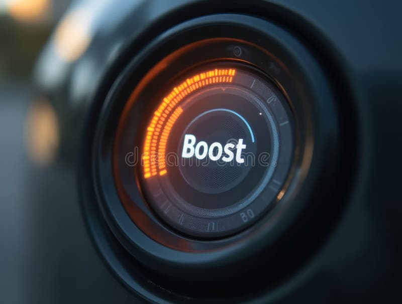 Boost Button Increasing Performance with Orange Light Effect Stock ...