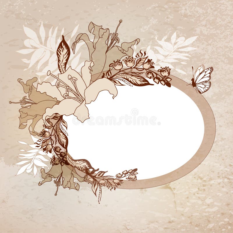 Round Border with Flowers. stock vector. Illustration of beautiful ...