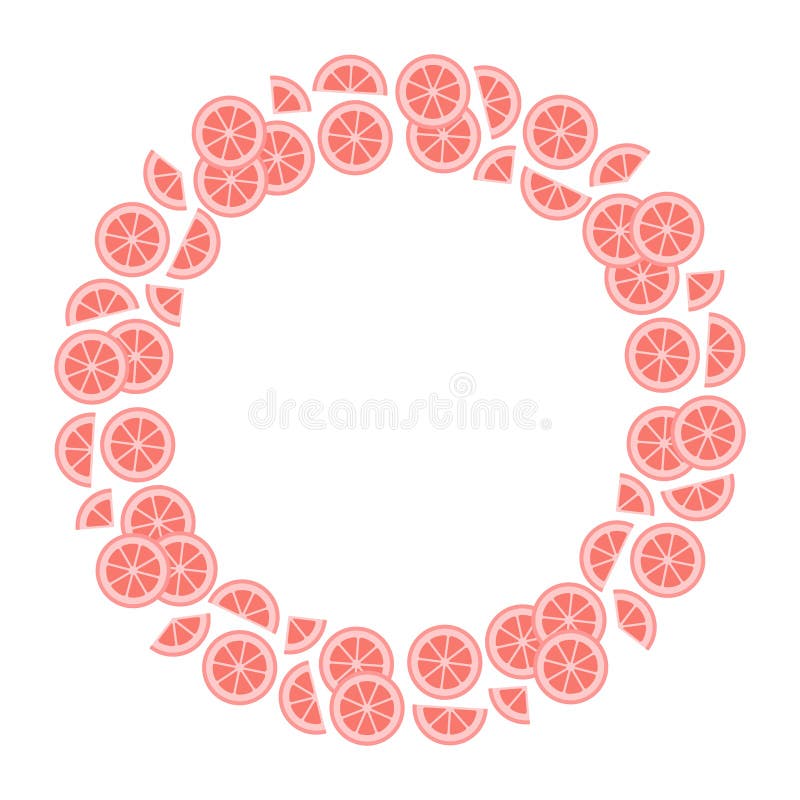 Round Border Frame with Grapefruit Slices. Stock Vector - Illustration ...