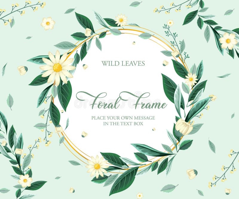 Round Border Frame Template with Green Foliage Stock Vector ...