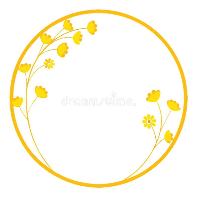 Slim Border of Delicate Yellow Flowers Surrounding a Blank Space for ...