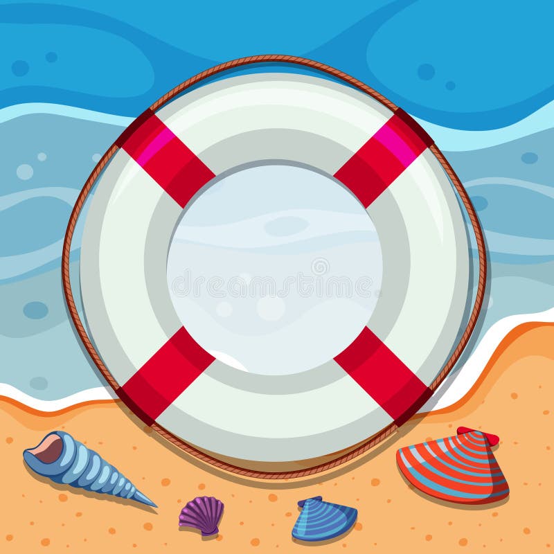 Round Border with Seashells on Beach Stock Vector - Illustration of ...