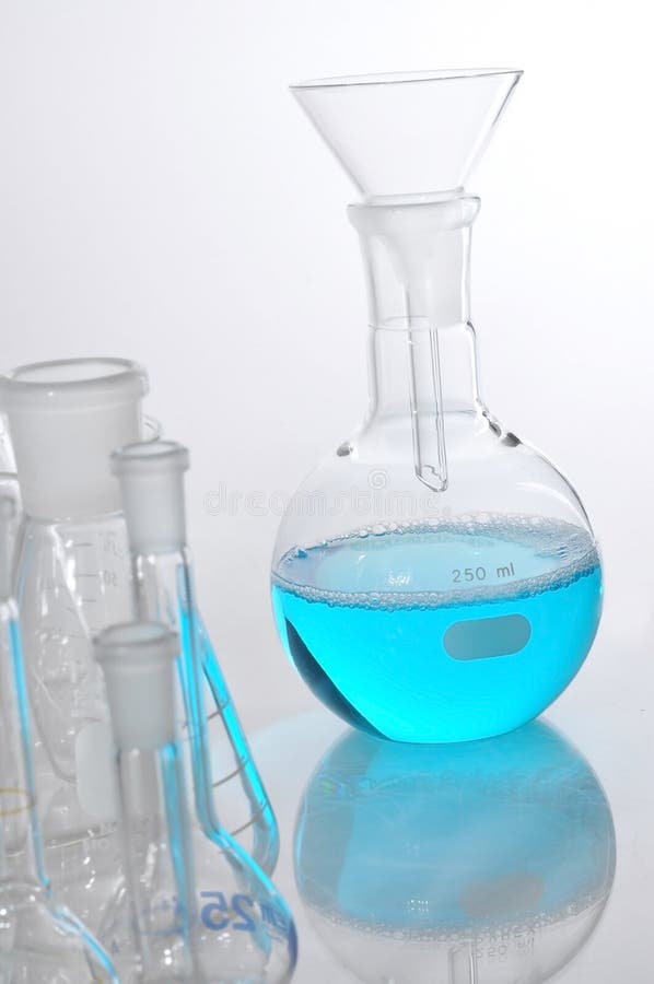 Round-bottom Flask and Glass Funnel. Stock Photo - Image of chemist ...